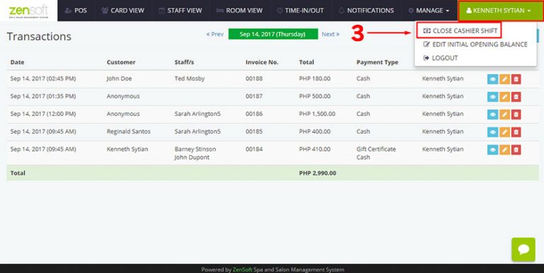 Closing the Cash Register for the Day - ZenSoft Philippines | Spa ...